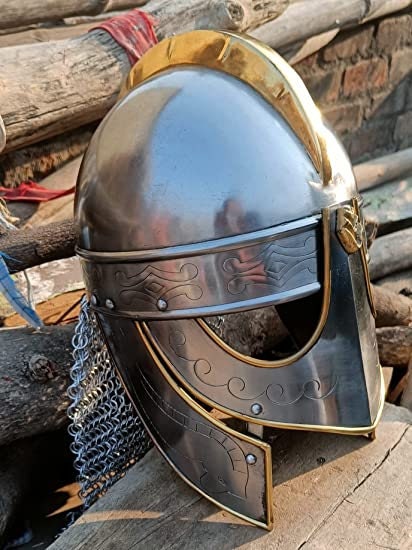 Medieval Knight Viking Helmet With Chainmail Mild Steel Armor Handmade ...