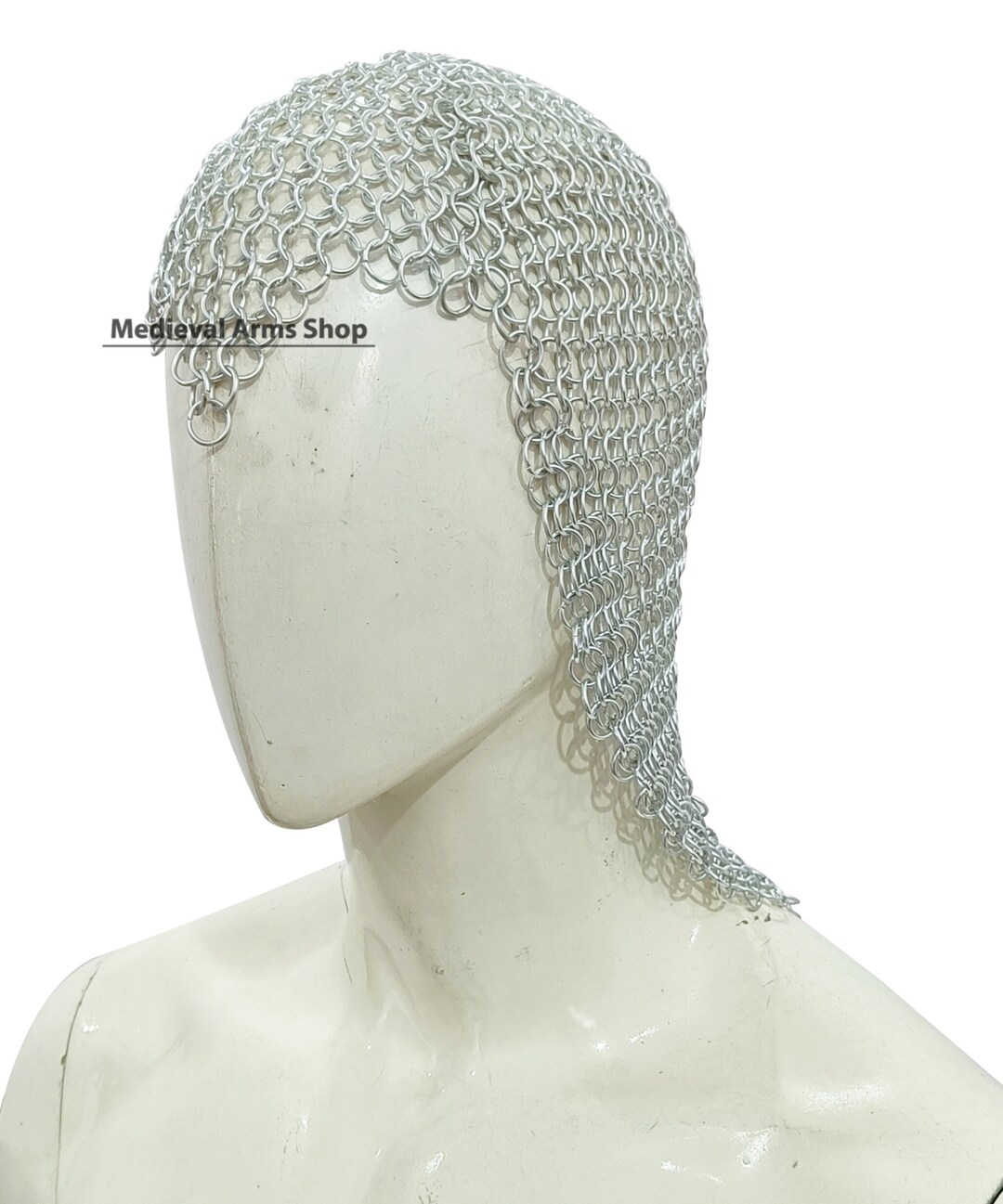 Handmade Butted Chainmail Coif, Aluminum Hood Unique Design Medieval Costume for Larp, Chain ...
