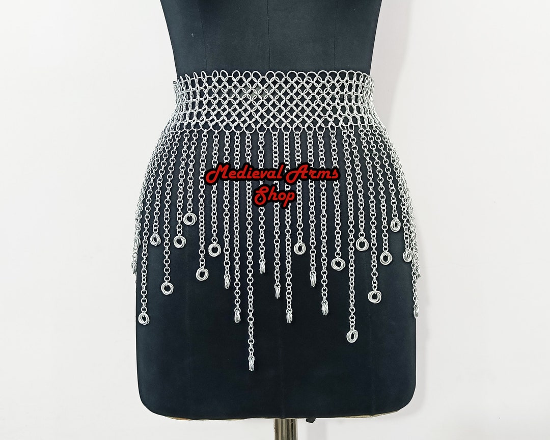 Chainmail Belt Aluminum Chain Layers Ornamental Mini Skirt, Belly Dance ...