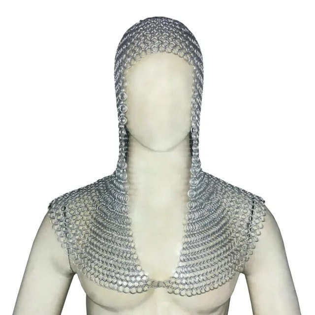 Chainmail Hood 10mm Ring Aluminum Butted Medieval Knight Armor ...