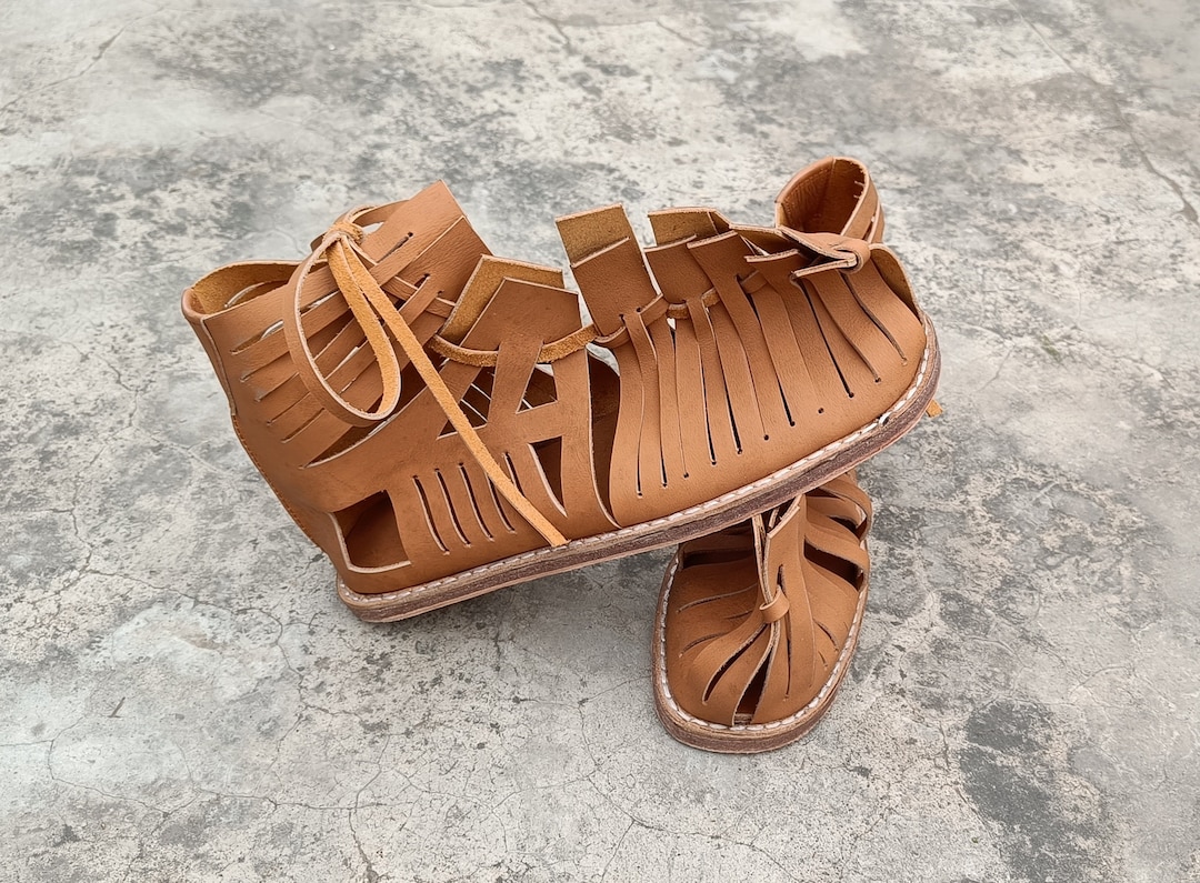 Roman Sandal Medieval Leather Gladiator Sandal, Greek Lace up Sandal ...