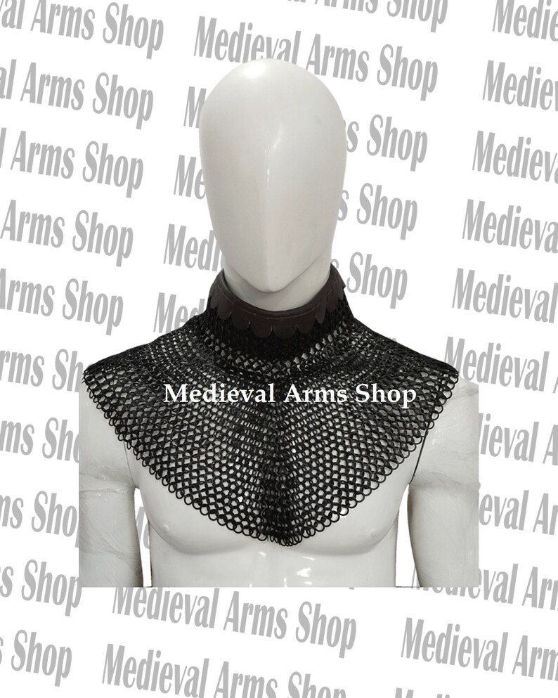 Medieval Chainmail Mantle Collar Mild Steel Armor With Leather, 09mm ...