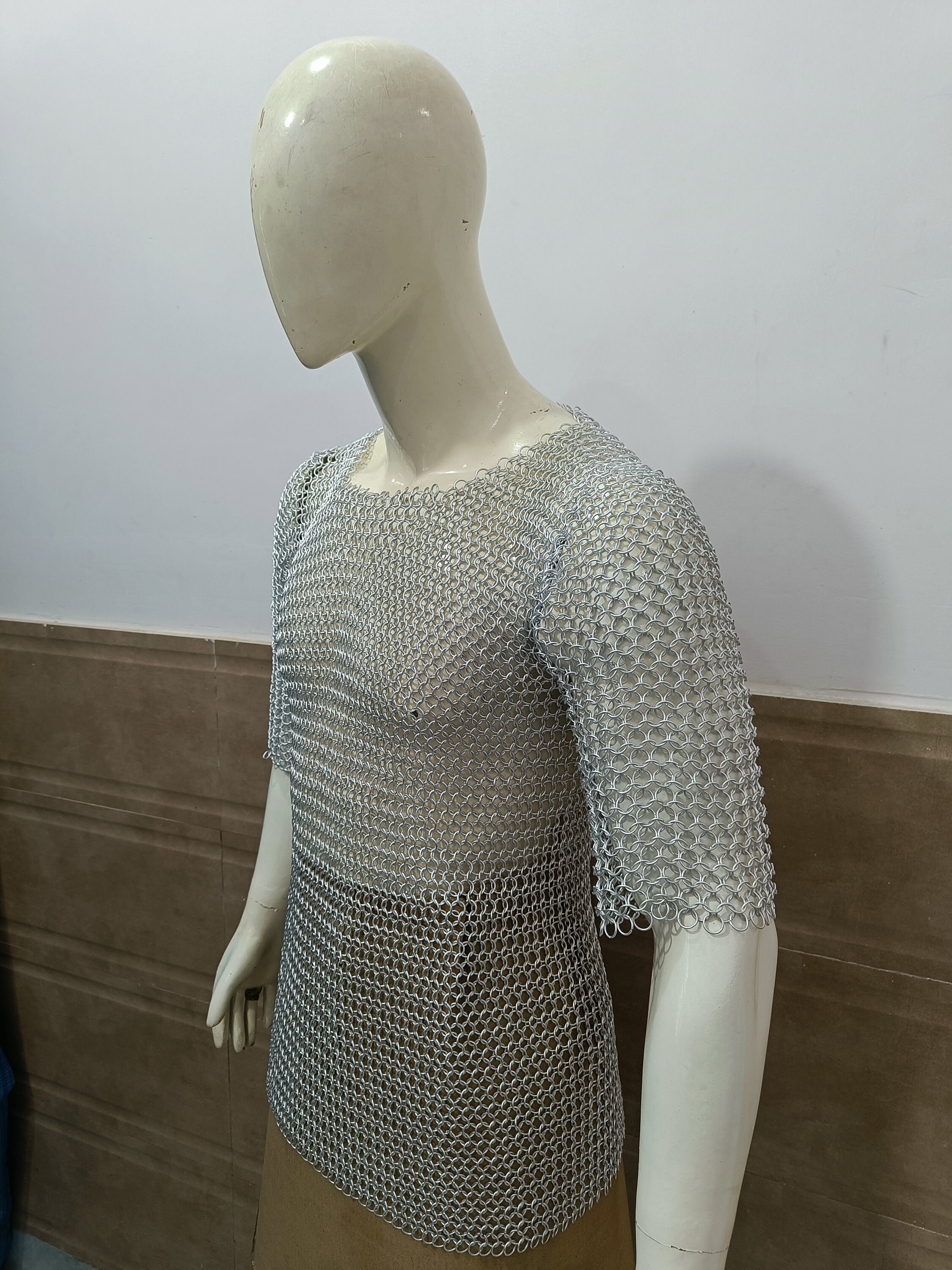 Medieval Chainmail Shirt Half Sleeve Aluminum Butted Ring 100% Handmade ...