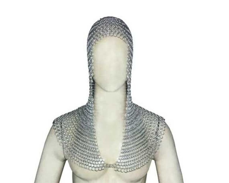 Chainmail Hood 10mm Ring Aluminum Butted Handmade Armor Medieval ...