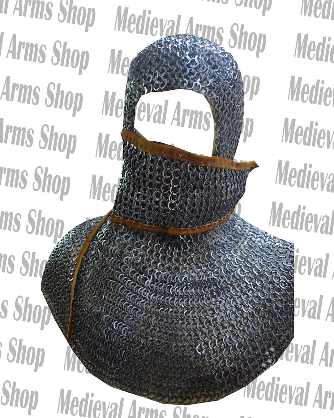 Medieval Chainmail Coif Mild Steel 09mm Flat Riveted With Flat Washer ...