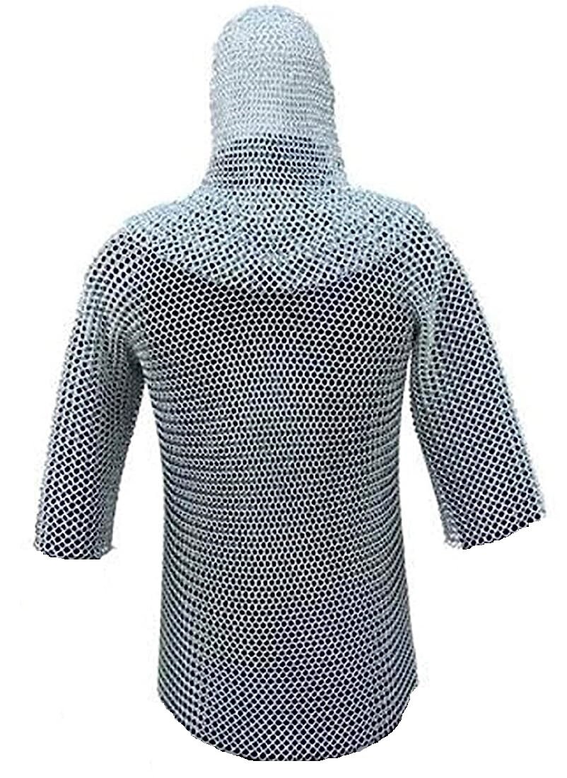Medieval Chainmail Shirt With Coif Half Sleeve Aluminium Butted 10mm Ring Handmade Hauberk Armor ...