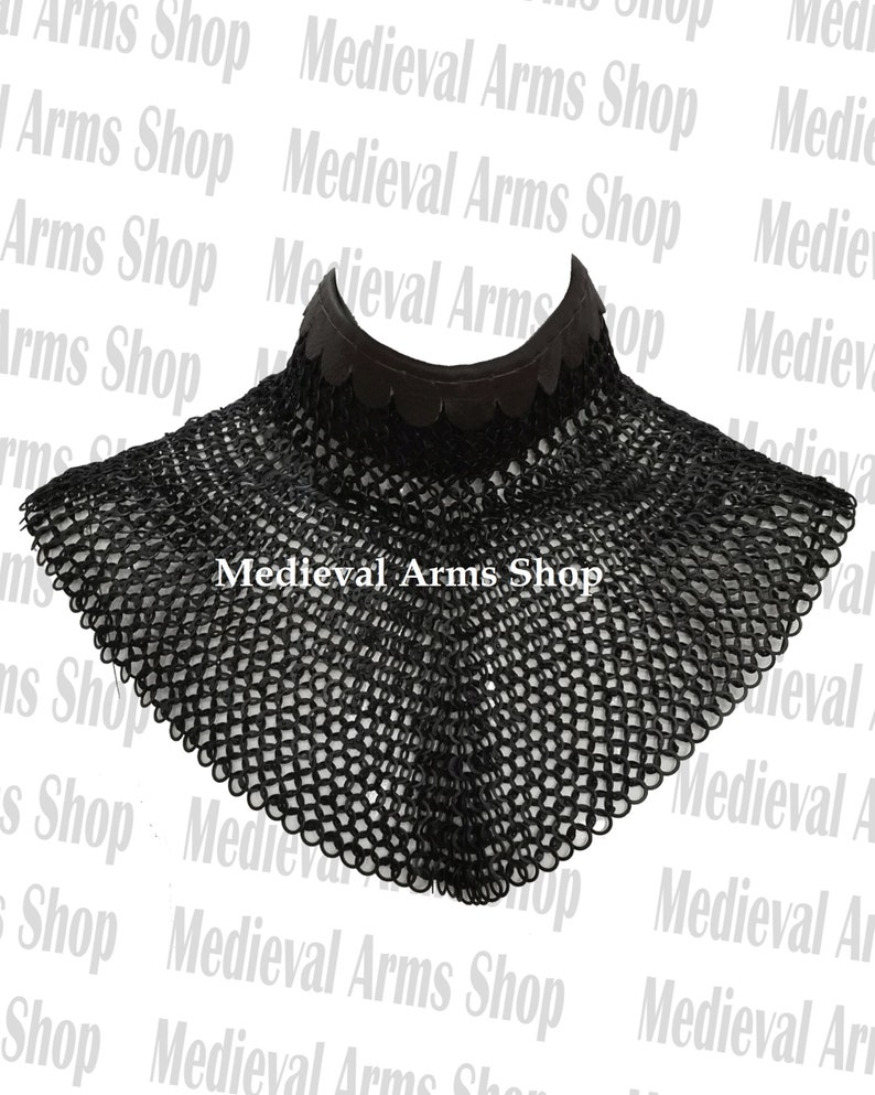 Medieval Chainmail Mantle Collar Mild Steel Armor With Leather, 09mm ...