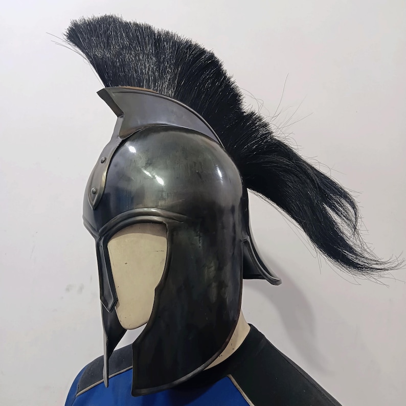 Medieval Troy Achilles Helmet With Black Plume Mild Steel Armor Knight ...