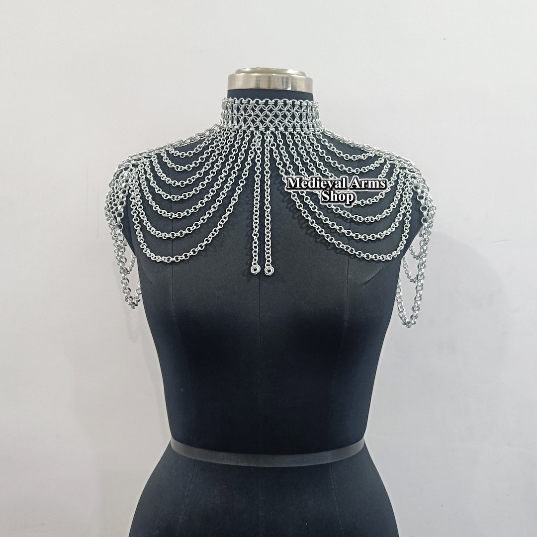 Chainmail Shoulder Collar Small Chain Layers Neck Piece Aluminum Fancy ...