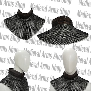 Medieval Chainmail Mantle Collar Mild Steel Armor With Leather, 09mm ...