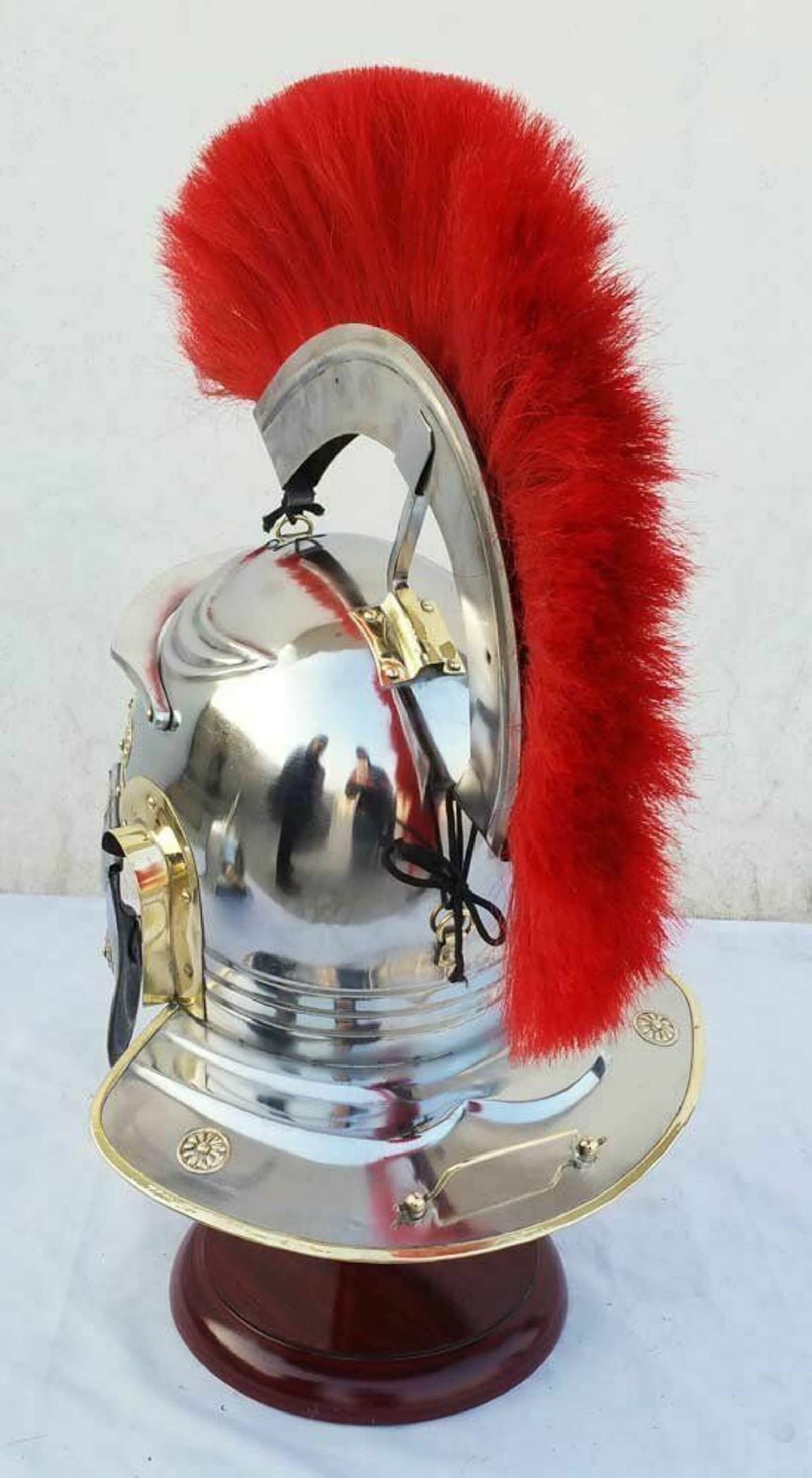 Roman Helmet Medieval Knight Centurion Helmet With Red Plume Mild Steel ...