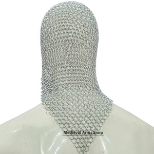 Handmade Butted Chainmail Coif, Aluminum Hood Unique Design Medieval Costume for Larp, Chain ...