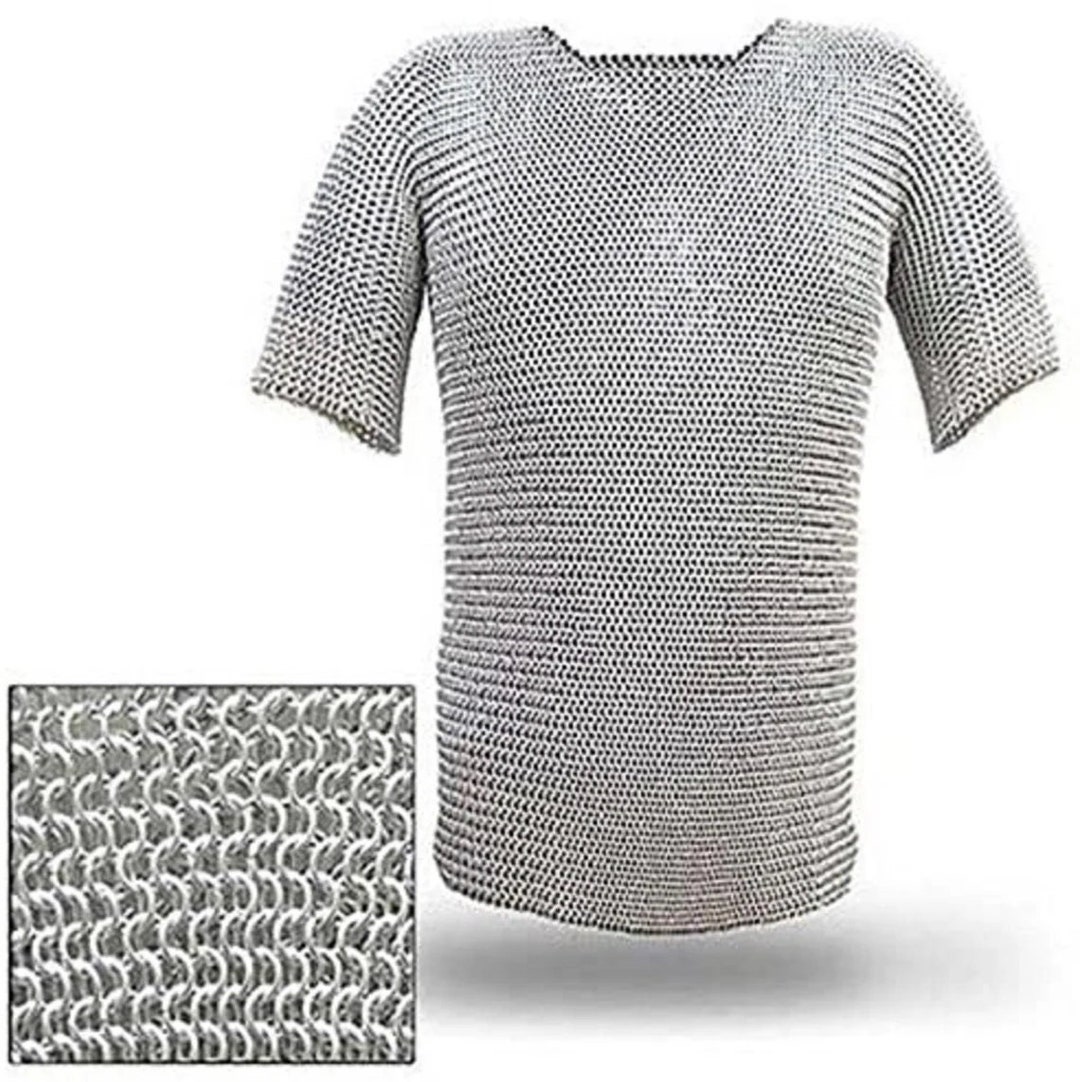 Medieval Chainmail Shirt Aluminum Butted 10mm Ring Half Sleeves Cosplay ...