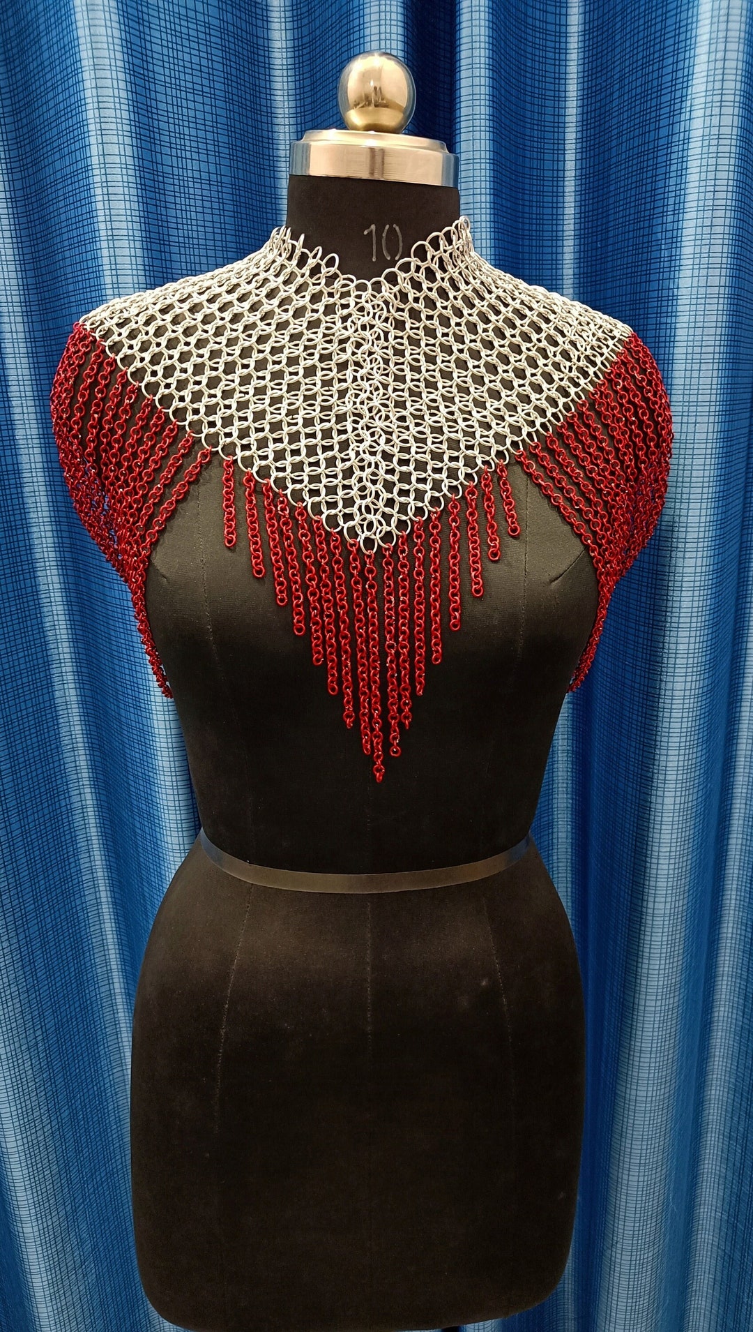 Chainmail Collar Shoulder Jewelry, Aluminium Butted Ring Handmade Red ...