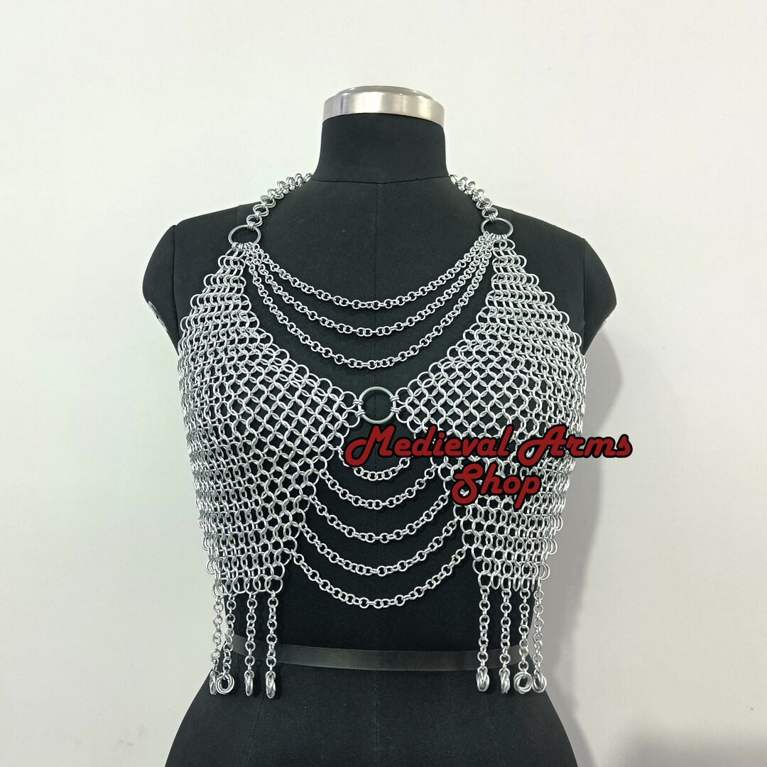 Chainmail Top Bra Chain Layers Aluminum Body Jewelry Medieval Halter ...