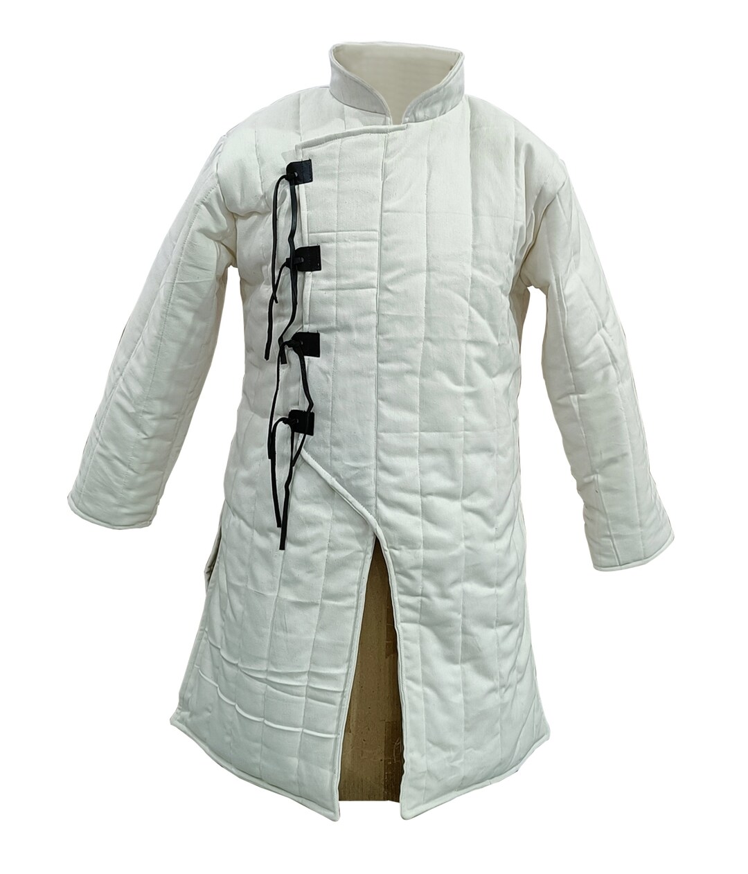 New Medieval White Gambeson Coat Thick Padded Armor Full Sleeves Aketon ...