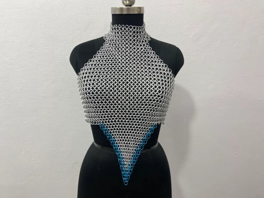 Chainmail Top Halter Neck Aluminum Jump Ring Antique Design Medieval ...