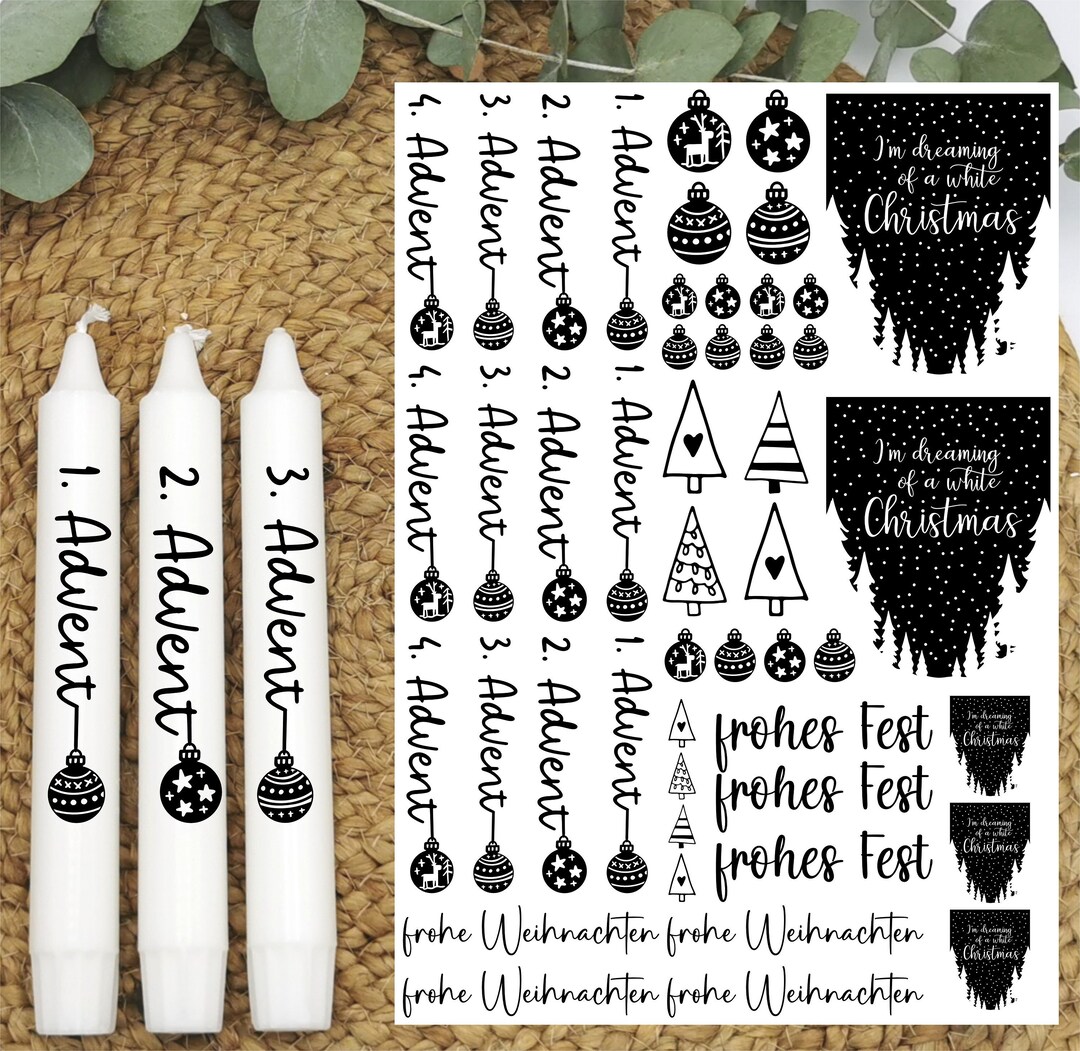 Advent Numbers Candle Tattoos Advent A4 or A5 Water Slide Film - Etsy