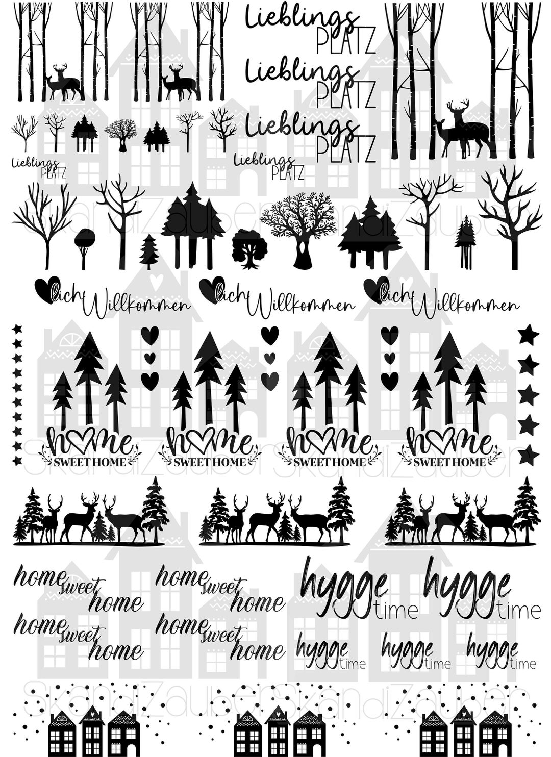 Rub-ons Deer Tattoo Foil Hygge Time Beautify by Raysin Glass Wood - Etsy