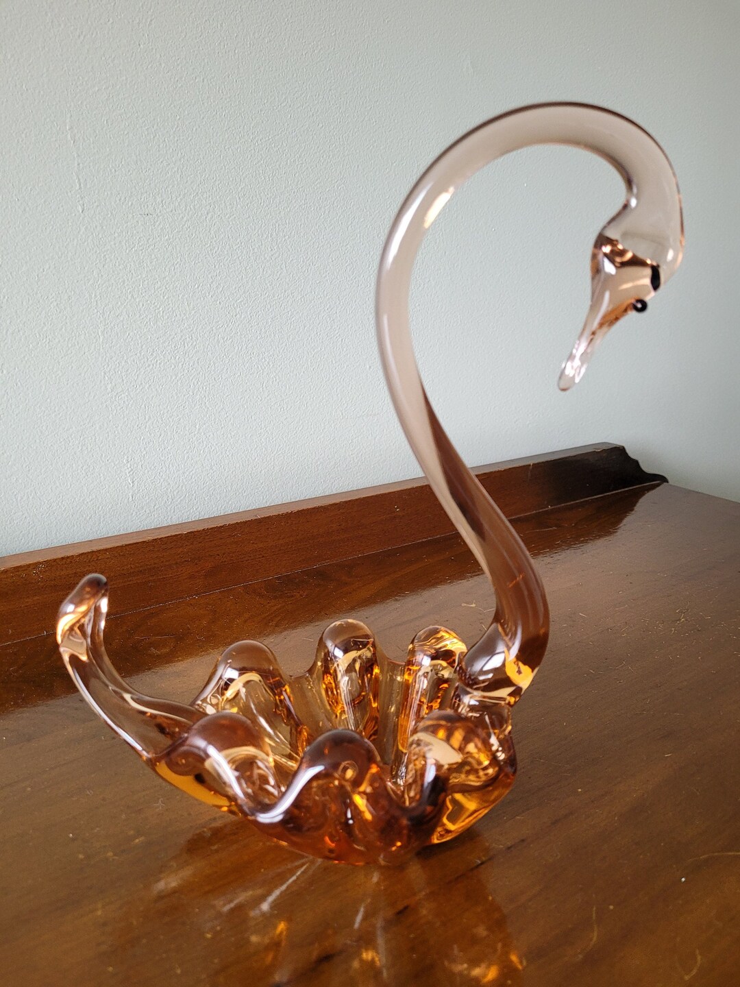 Vintage Altaglass Swan Centerpiece/Dish Amber Art Glass Collectable ...