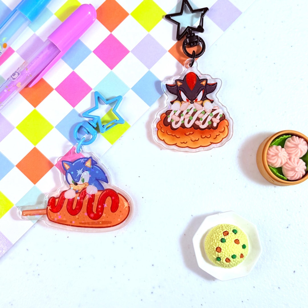 Holographic Sonic Fried Street Foods Acrylic Charm Keychain - Sonic ...