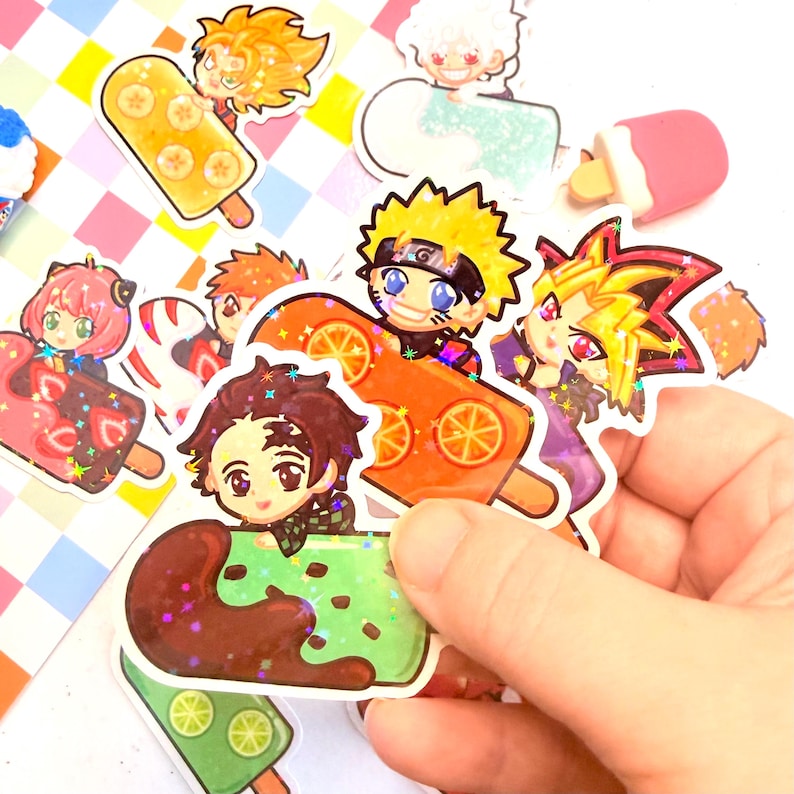 Shonen Jump Popsicle Holographic Vinyl Stickers - Luffy Ichigo Goku ...