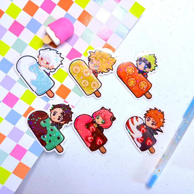 Shonen Jump Popsicle Holographic Vinyl Stickers - Luffy Ichigo Goku ...