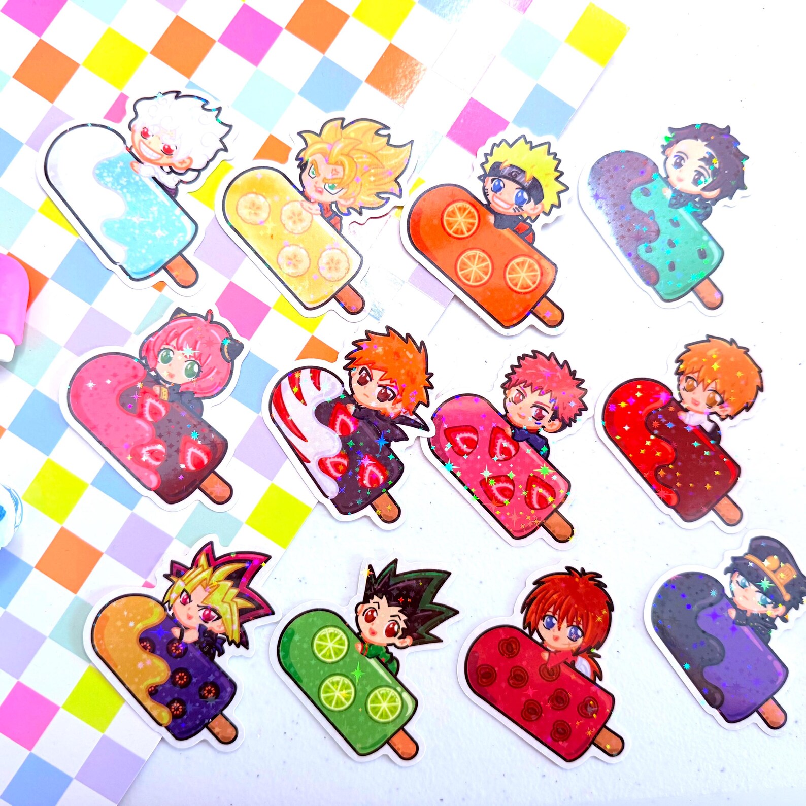 Shonen Jump Popsicle Holographic Vinyl Stickers - Luffy Ichigo Goku ...