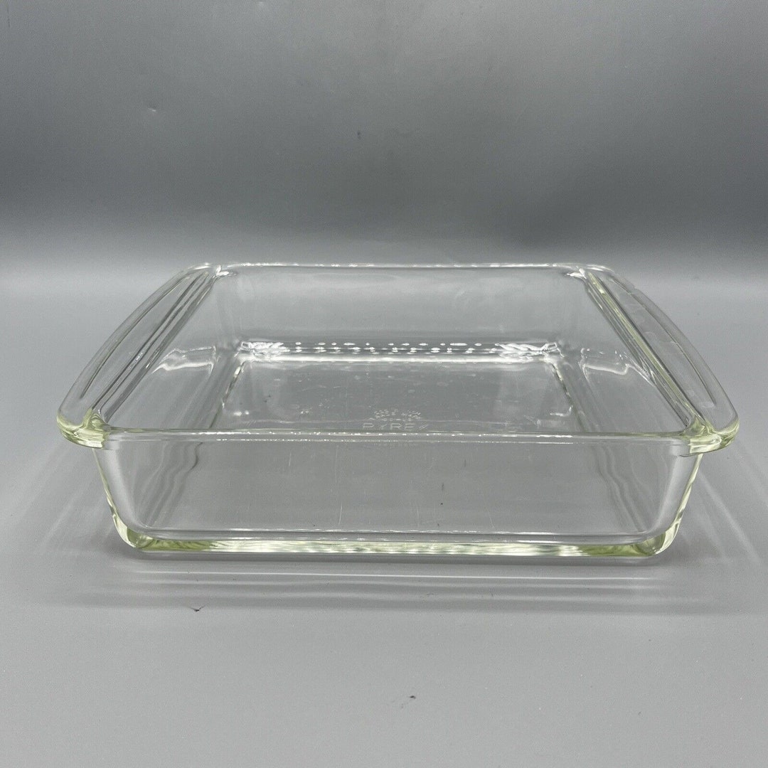 Vintage Pyrex 222 8-inch Clear Handled Square Baking Casserole Brownie ...