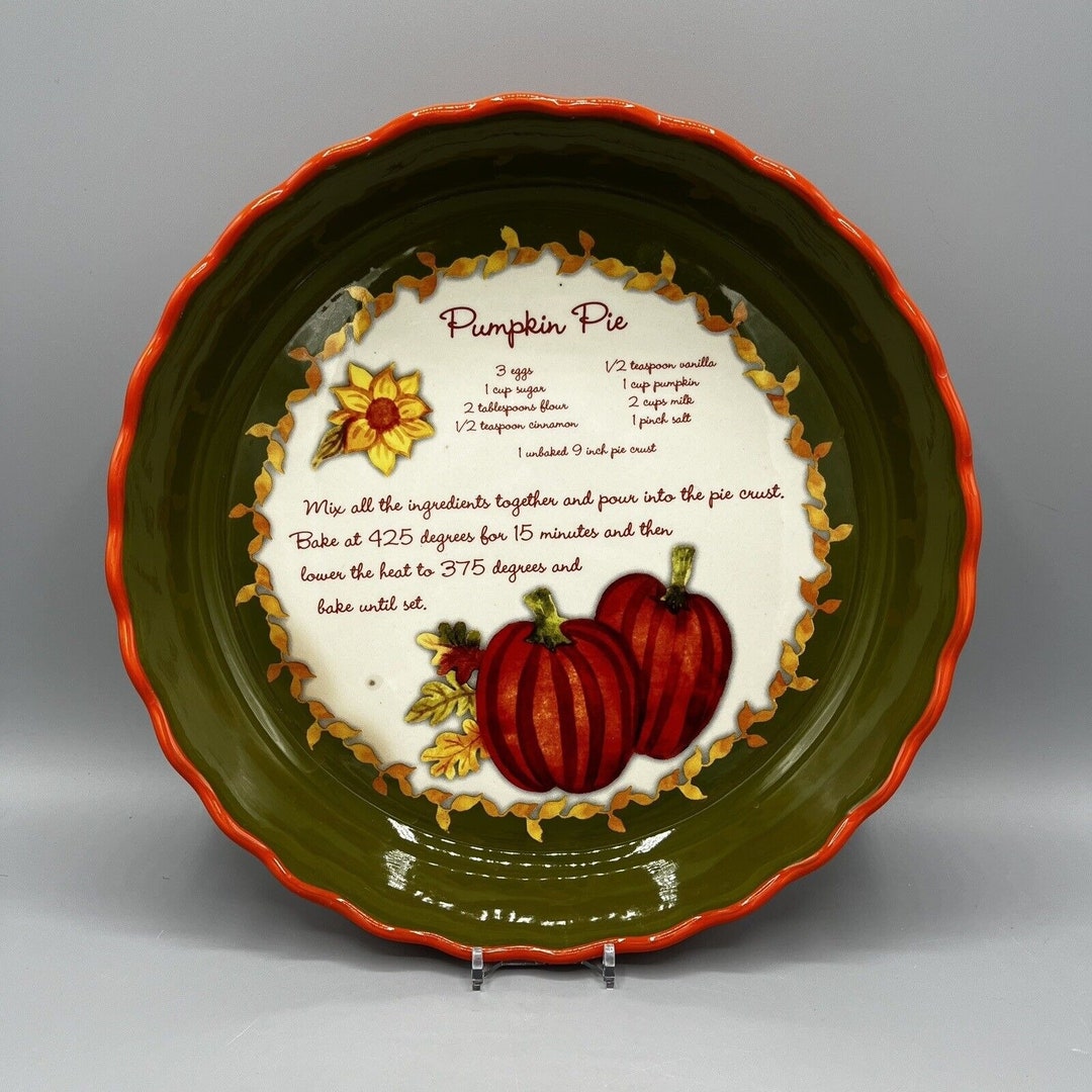 Vintage Pumpkin Pie Recipe Plate Scalloped Edges Deep Dish Pie Plate - Etsy