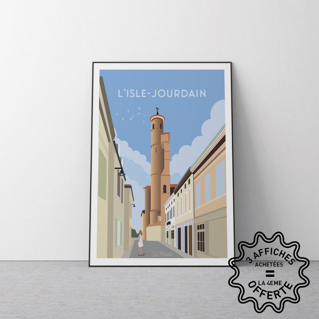 Poster of L'isle-jourdain in Gers - Etsy