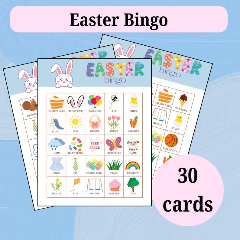 Easter Printable Bingo Cards - Etsy