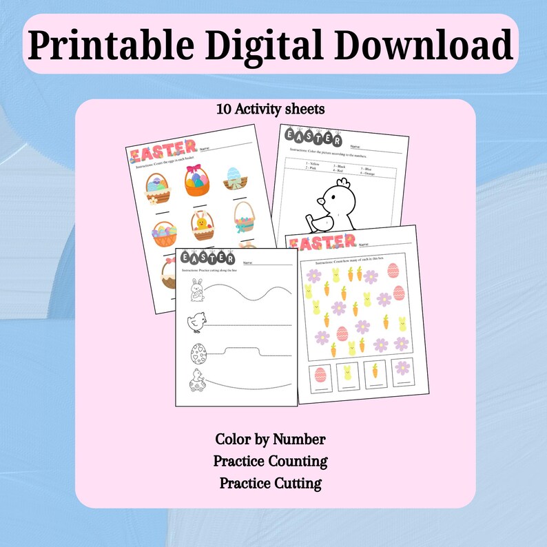 Easter Printable Activity Sheets - Etsy