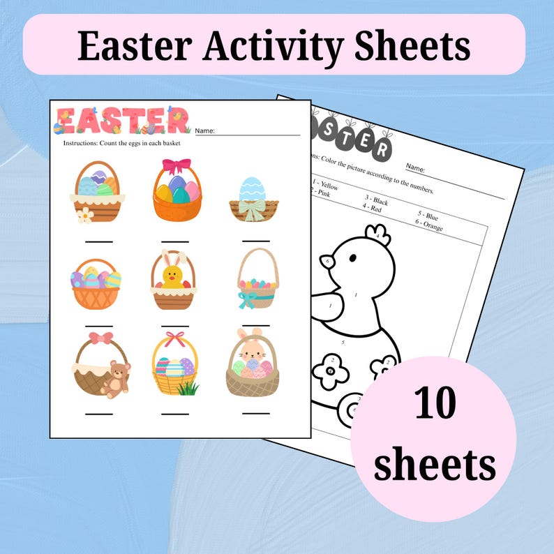 Easter Printable Activity Sheets - Etsy
