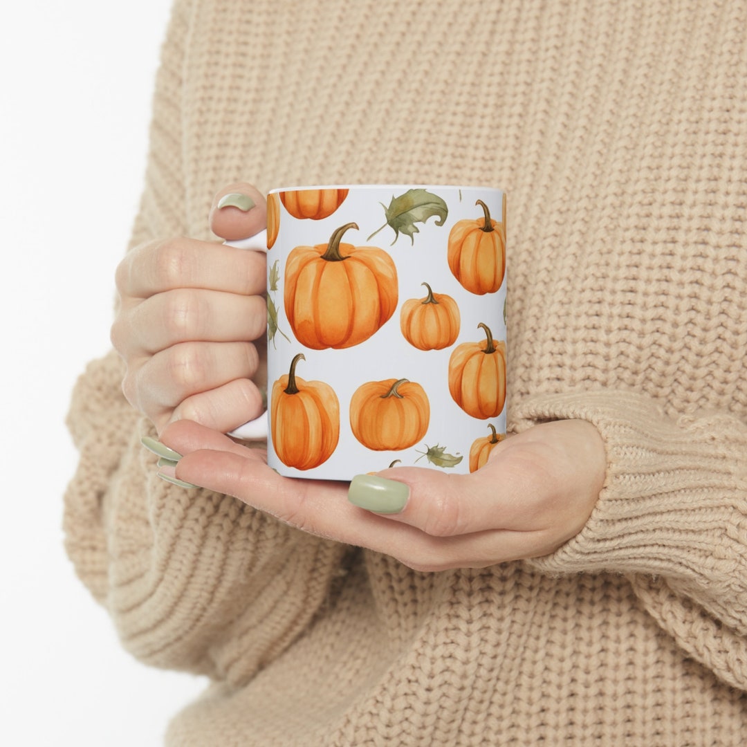 Watercolor Pumpkins Coffee Mug, Farmhouse, Fall Coffee Cup, Farmhouse ...