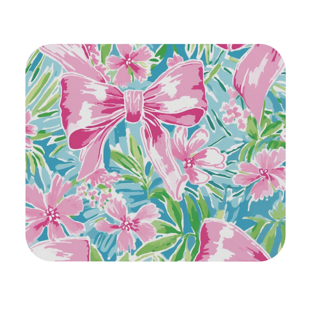 Coquette Mouse Pad, Pink Bows, Watercolors, Preppy Decor, Computer ...