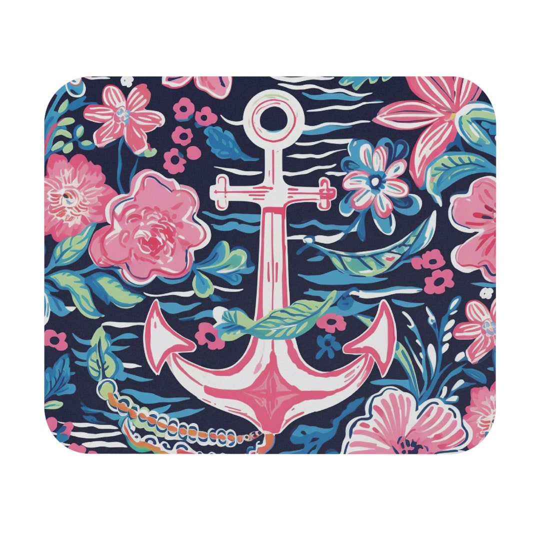 Floral Mouse Pad, Preppy Decor, Nautical Themed, Mousepad, Watercolors ...
