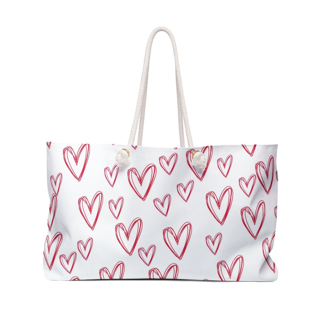 Valentine Tote Bag, Red Hearts, Carry on Luggage, Valentine's Day ...