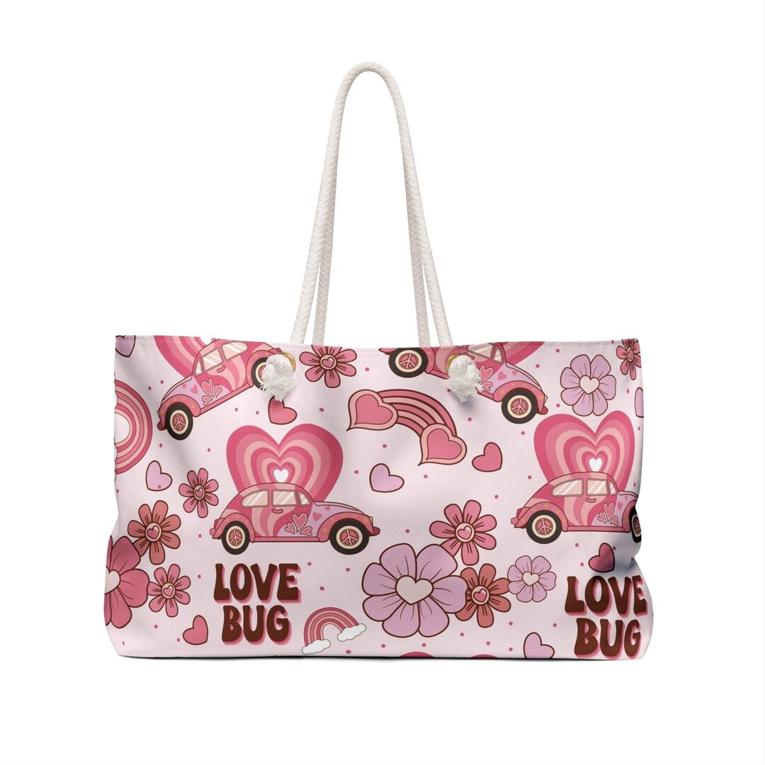 Valentine Tote Bag, Love Bug, Hippie, Carry on Luggage, Valentine's Day ...
