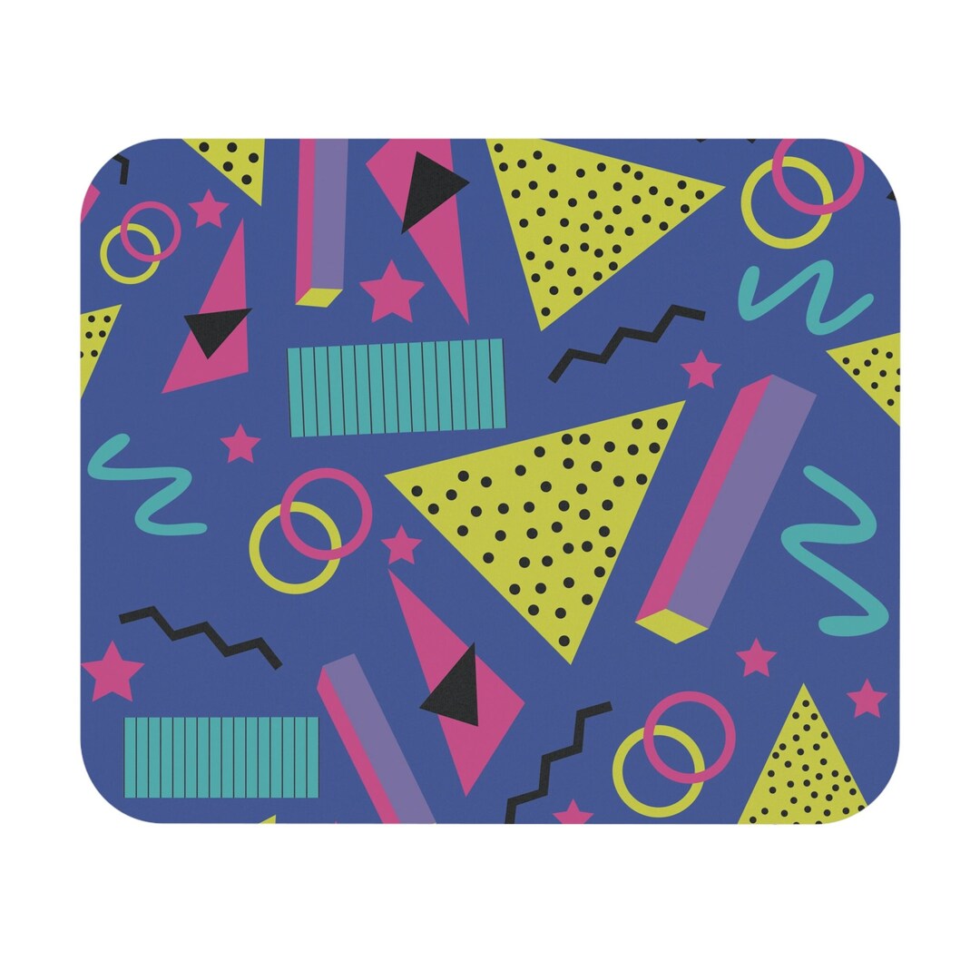 80s Mouse Pad, Retro Mousepad, 80s Geometric, Blue Memphis Pattern, 90s ...