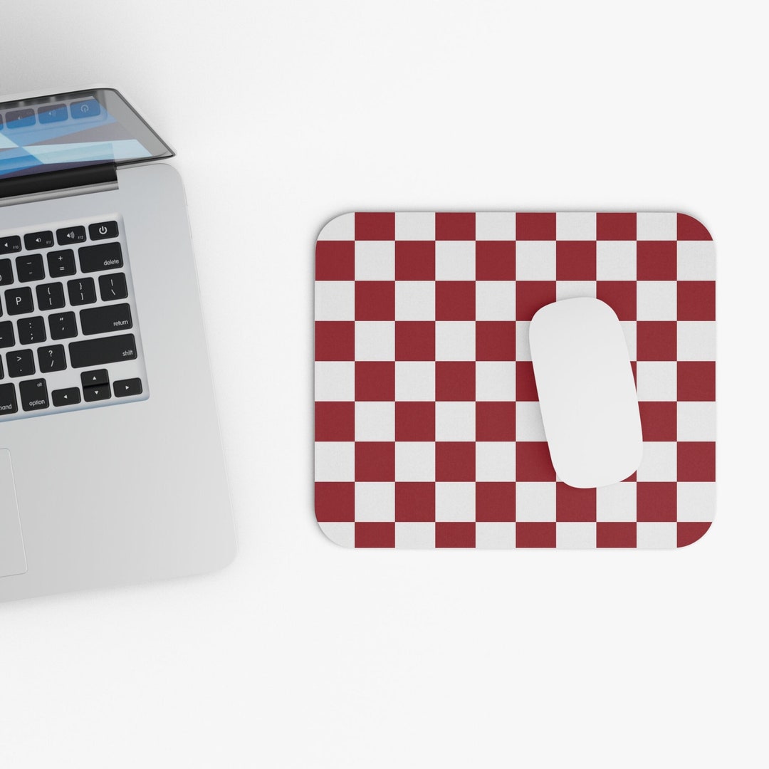 Maroon Checkered Mouse Pad, Computer Accessories, Retro, Mousepad, Home ...