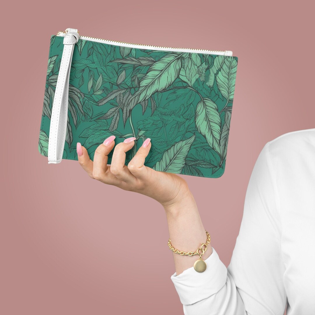 Botanical Wallet, Tropical Leaf Print, Clutch Bag, Rainforest, Faux ...