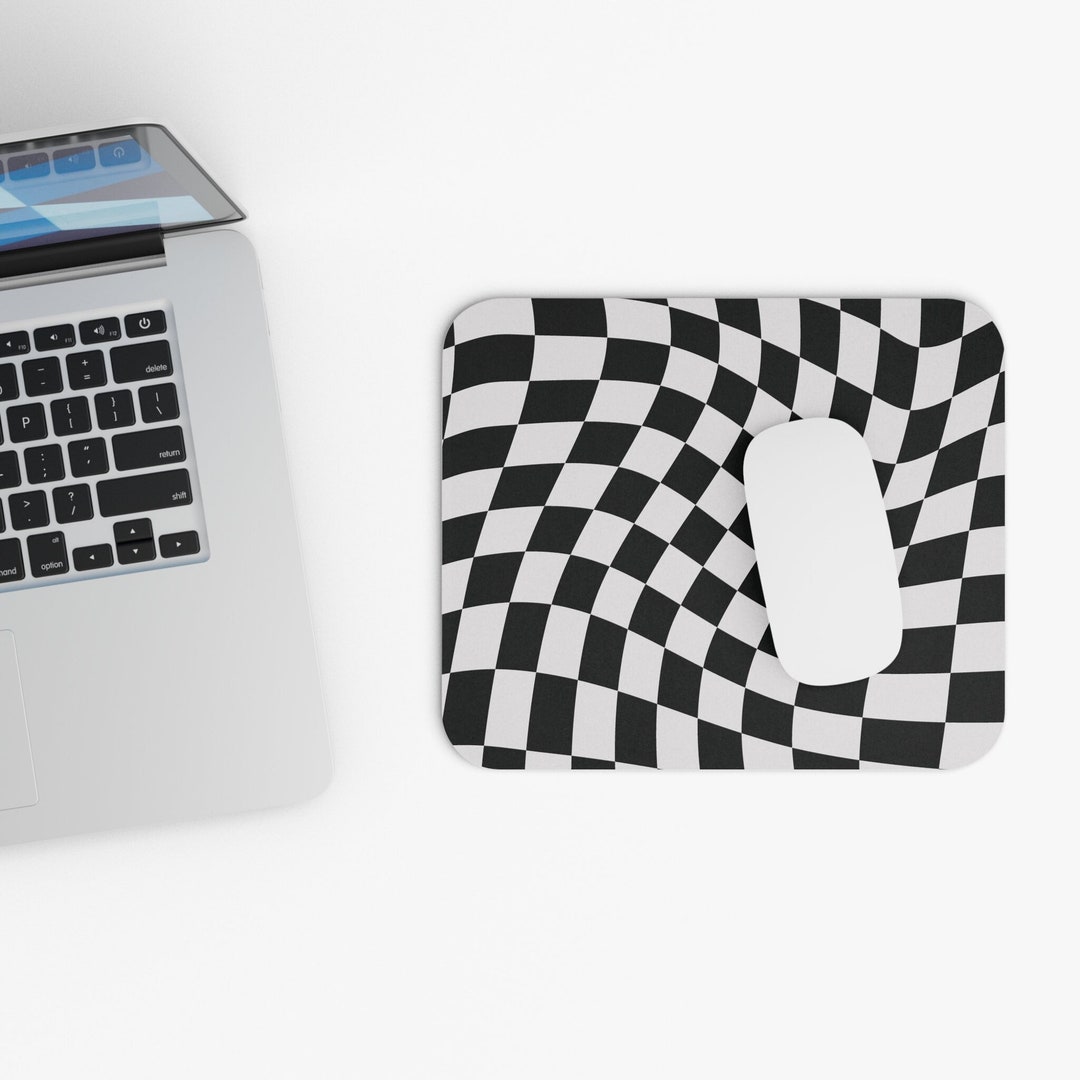 Black Checkered Mouse Pad, Computer Accessories, Checkerboard Aesthetic ...