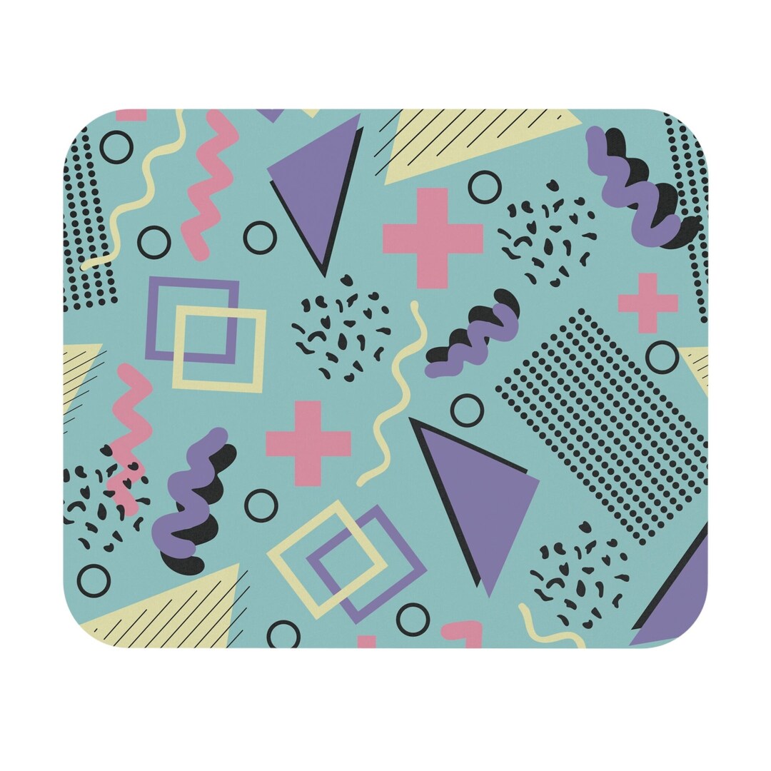 80s Mouse Pad, 90s Themed, 1980s Geometric, Computer Accessories, Blue ...