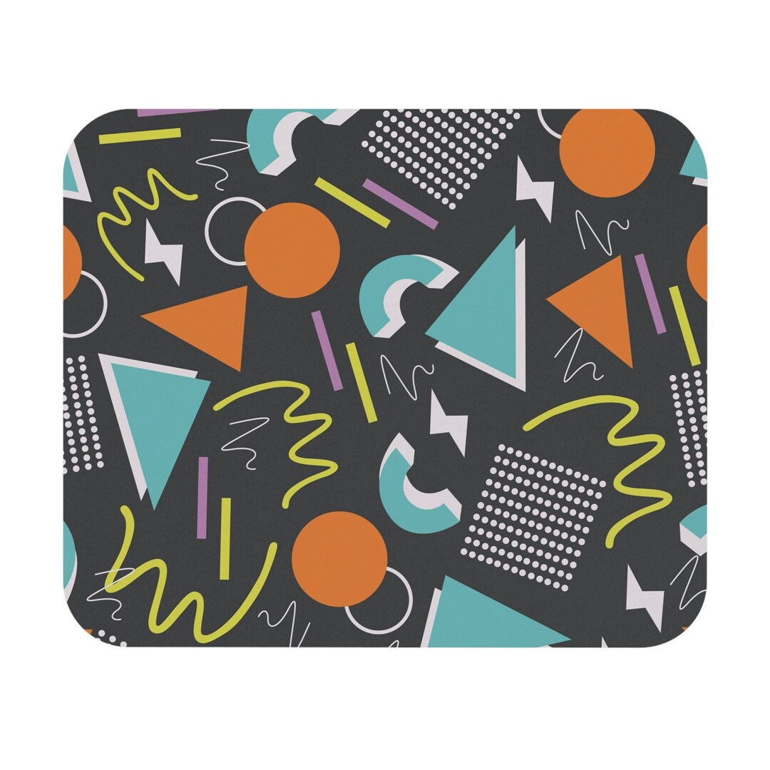 80s Mouse Pad, 90s Themed, 1980s Geometric, Orange Memphis, Computer ...