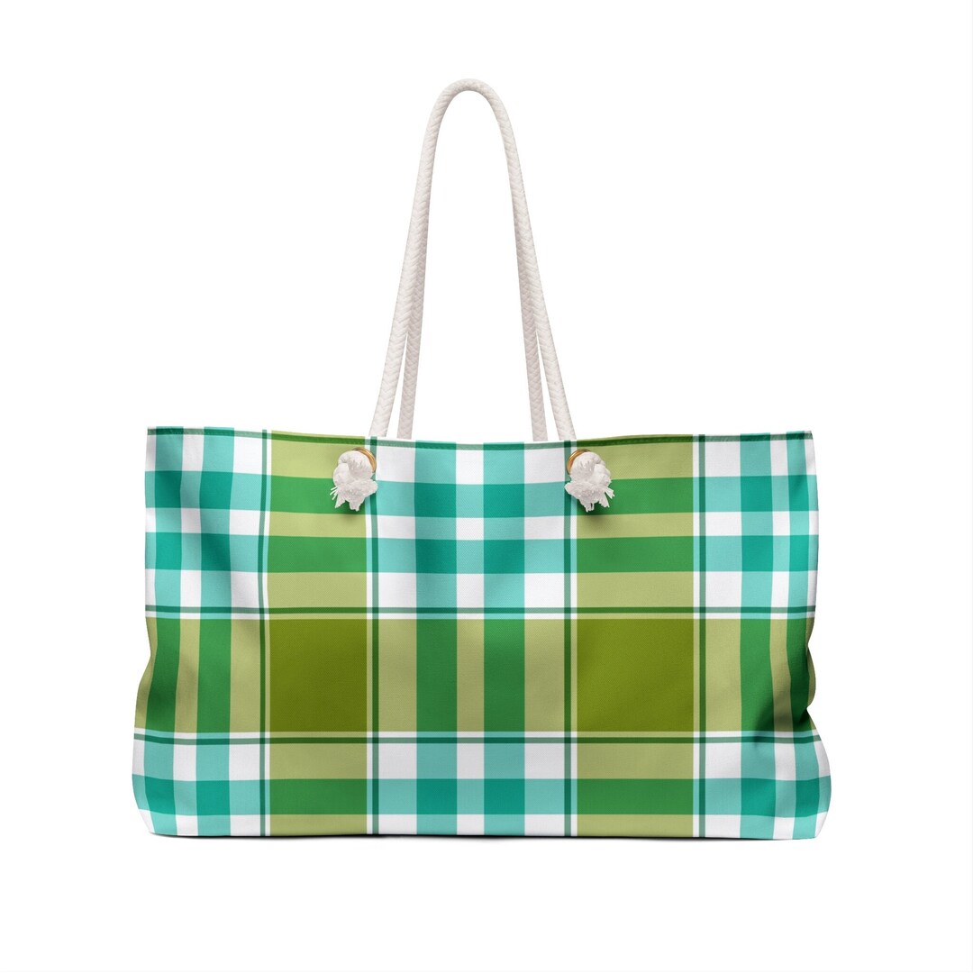 Plaid Weekender Bag, Beach Tote, Preppy, Carry on Luggage, Overnight ...