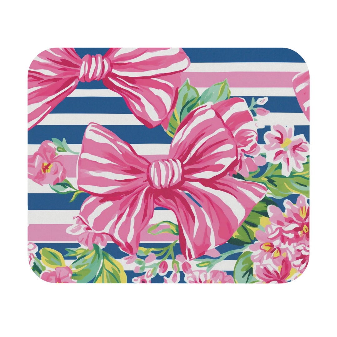 Coquette Mouse Pad, Preppy Decor, Watercolors, Pink Bows, Computer ...