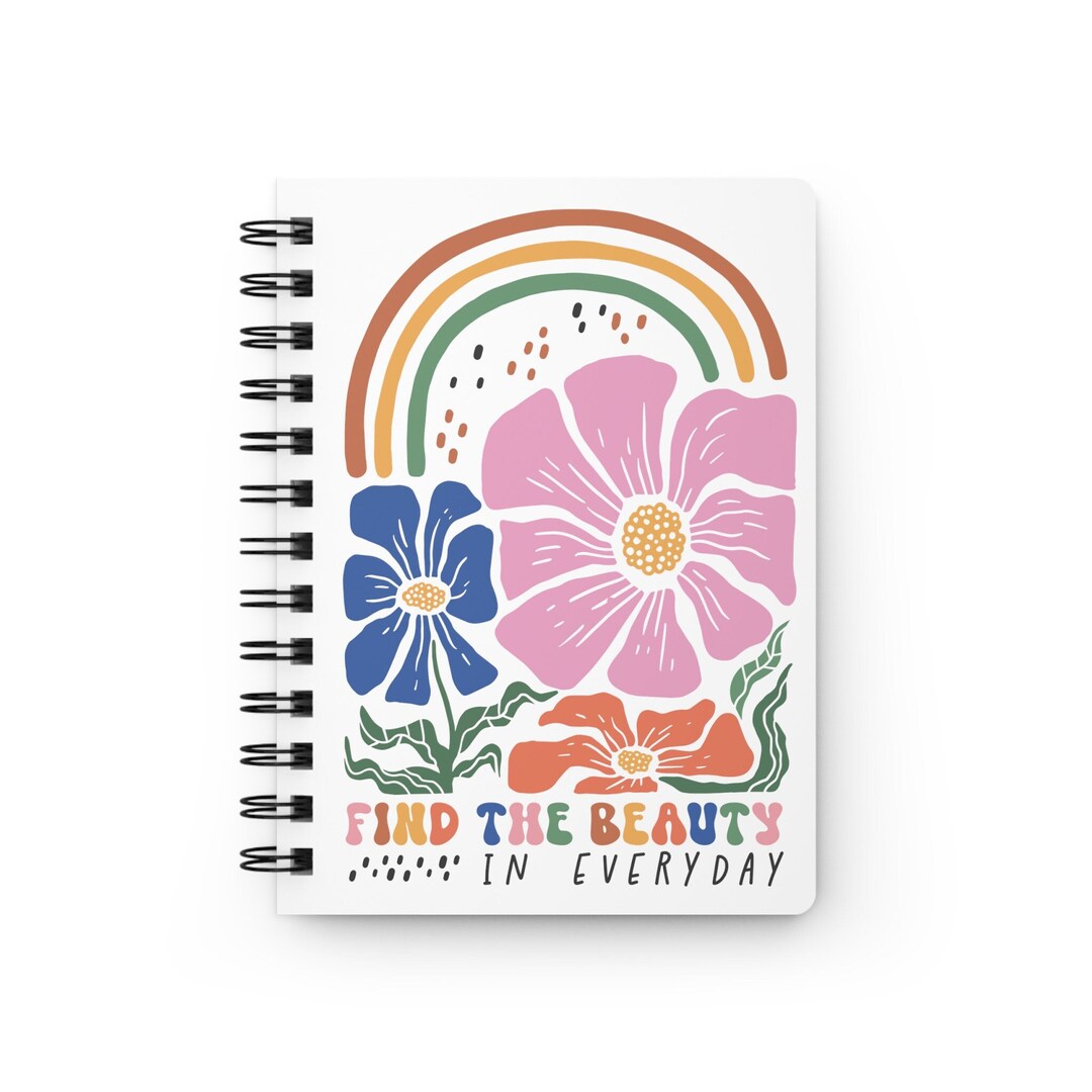 Boho Flower Journal, Motivational Gift, Planner, Inspirational, Spiral ...