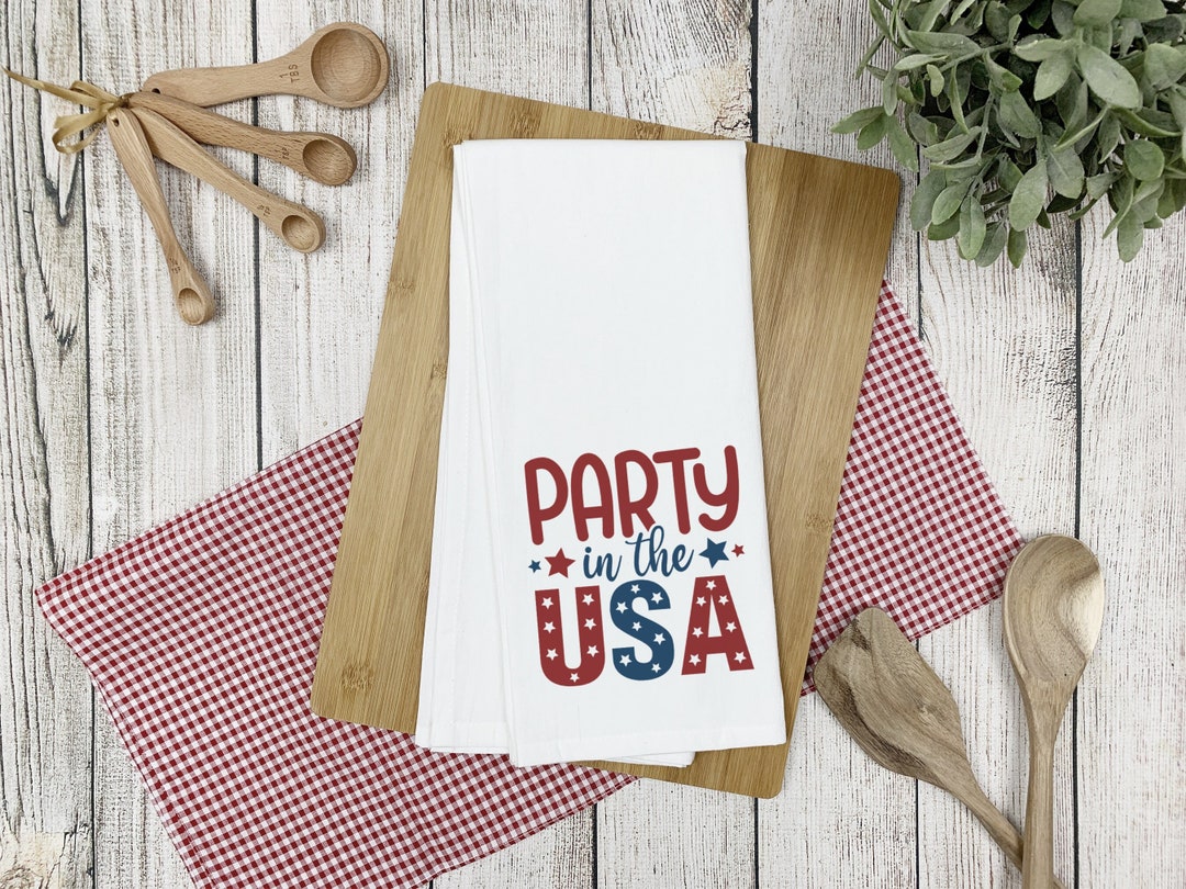 July 4th Tea Towel, Party in the USA, Independence Day, Patriotic Home ...
