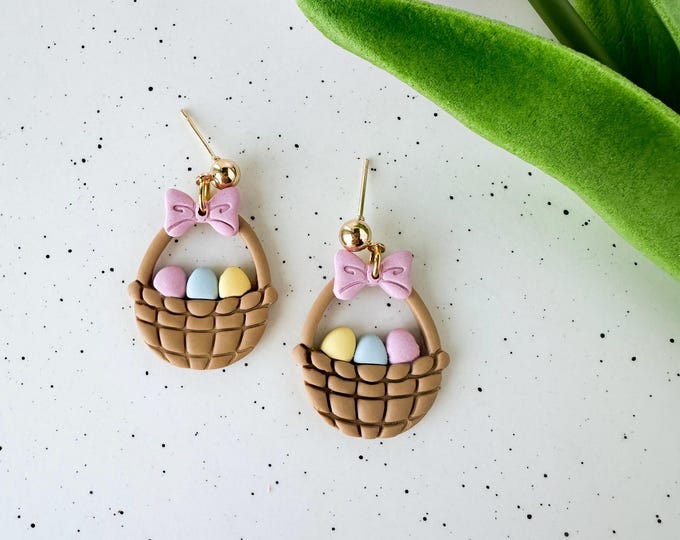 Easter Earrings, Easter Basket Earrings, Easter Egg Earrings, Festive ...